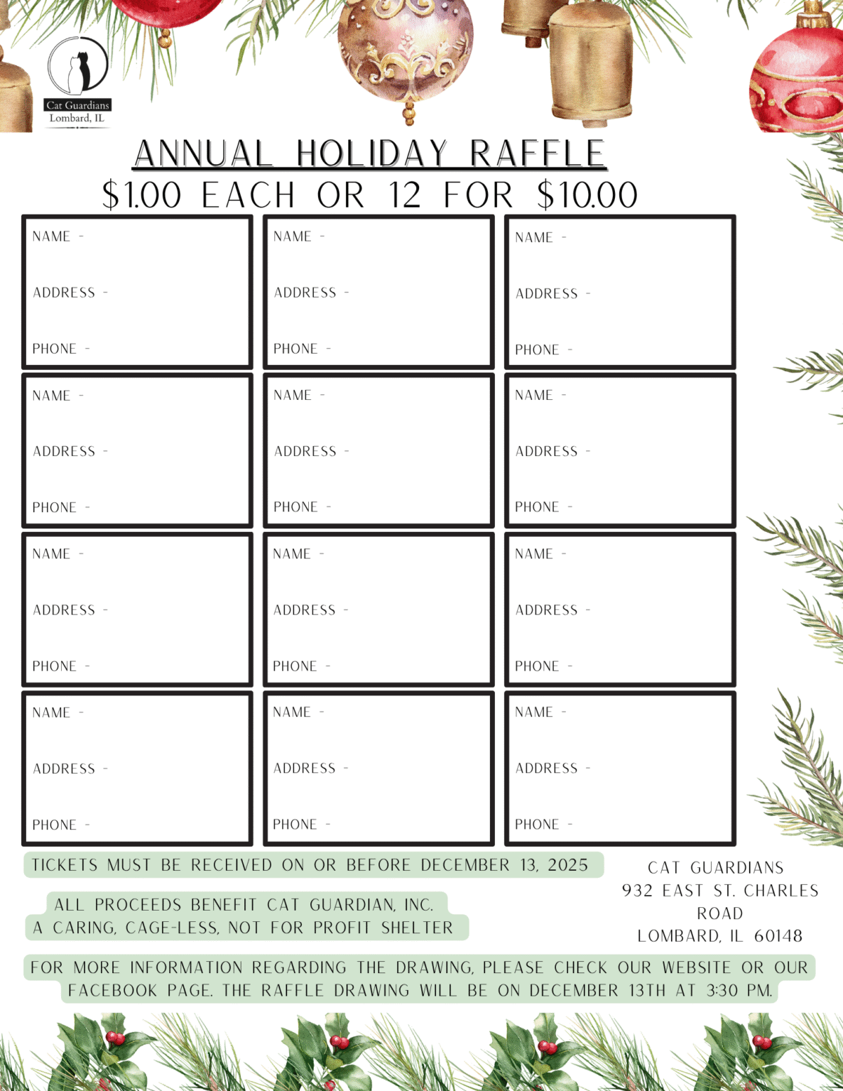 Cat Guardians’ Holiday Raffle Ticket – Cat Guardians